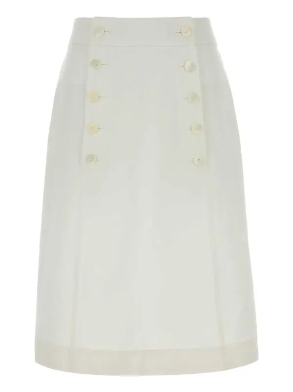 Prada Gabardine Skirt With Button Detail - White