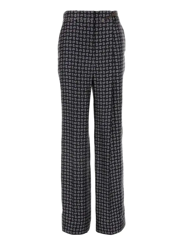 Prada Silk Paisley Wide Leg Trousers - Printed