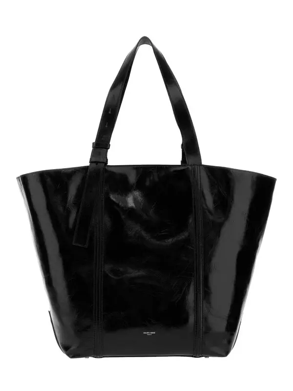 GOLDEN GOOSE Leather Shopper With Enamel Metal Finish - Black