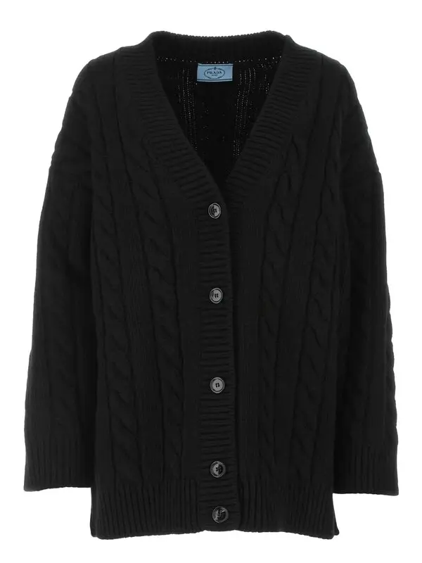 Prada Oversized Wool-cashmere Cardigan - Black