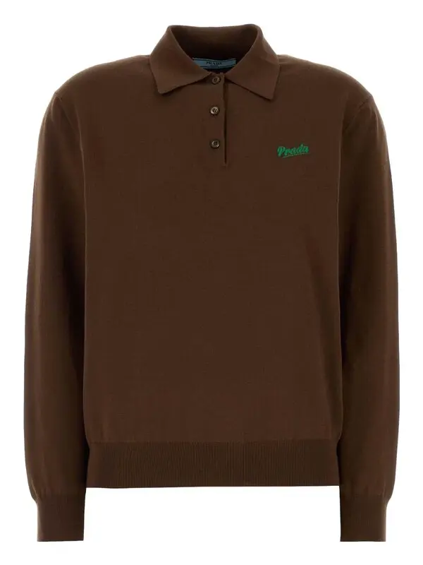 Prada Recycled Silk Blend Polo Shirt - Brown