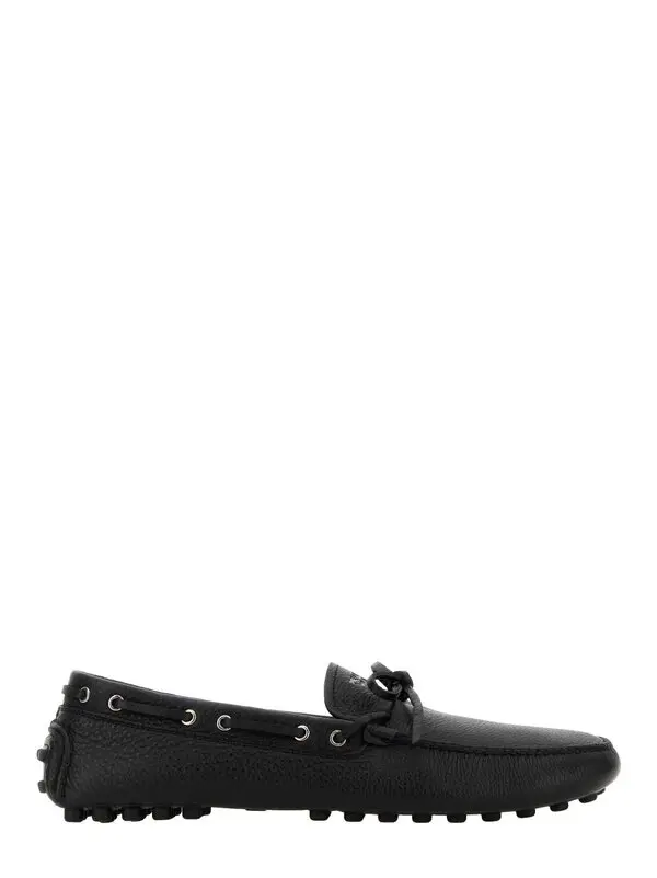 Prada Deer Leather Driving Loafers - Black