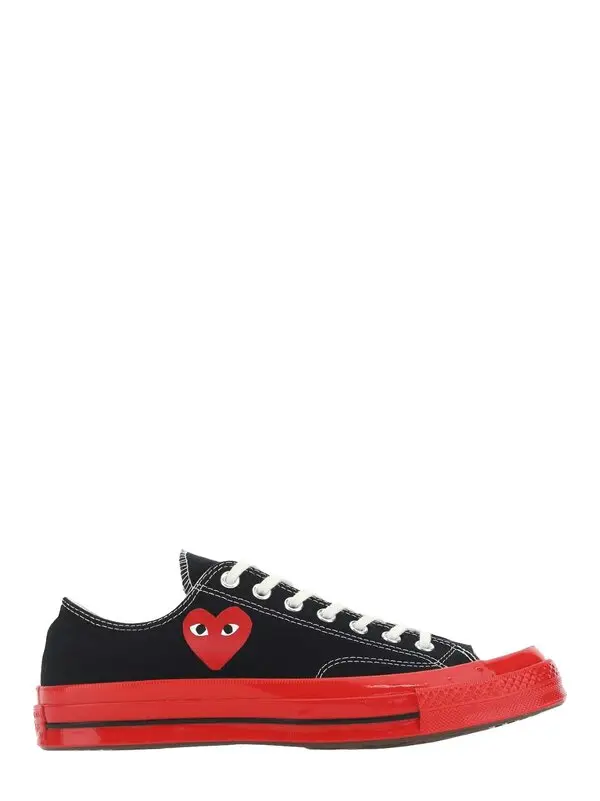 Play Comme Des Garcon Graphic Patch Canvas Low Top Sneakers - Black