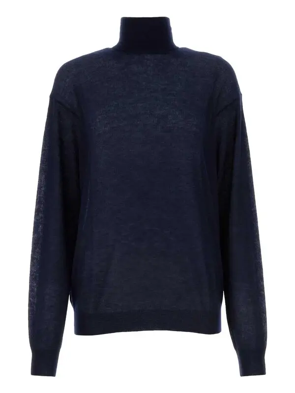 Prada Cashmere Semi-sheer Turtleneck Sweater - Blue