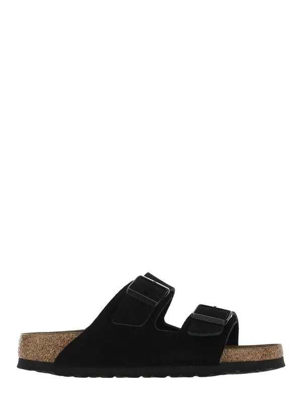 BIRKENSTOCK Arizona Suede Slip-on Sandals With Buckle Closures - Black