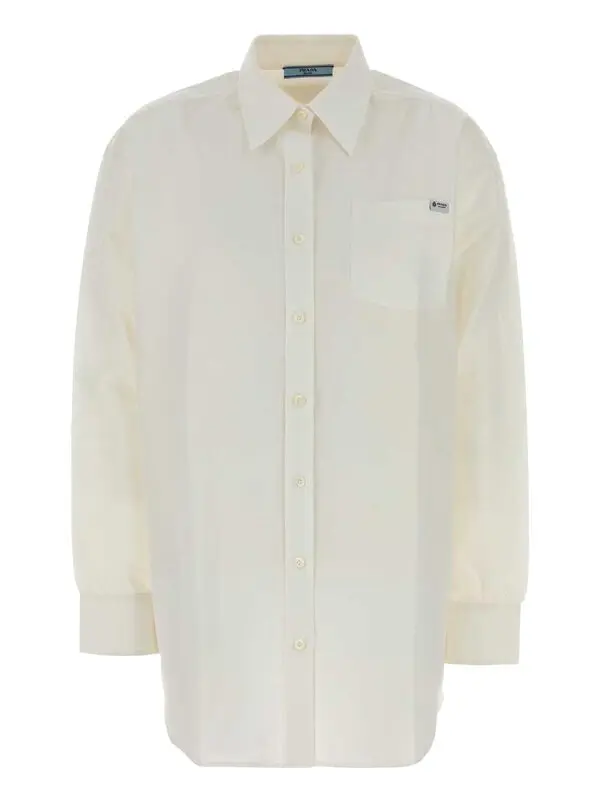 Prada Button-front Cotton-linen Shirt - White