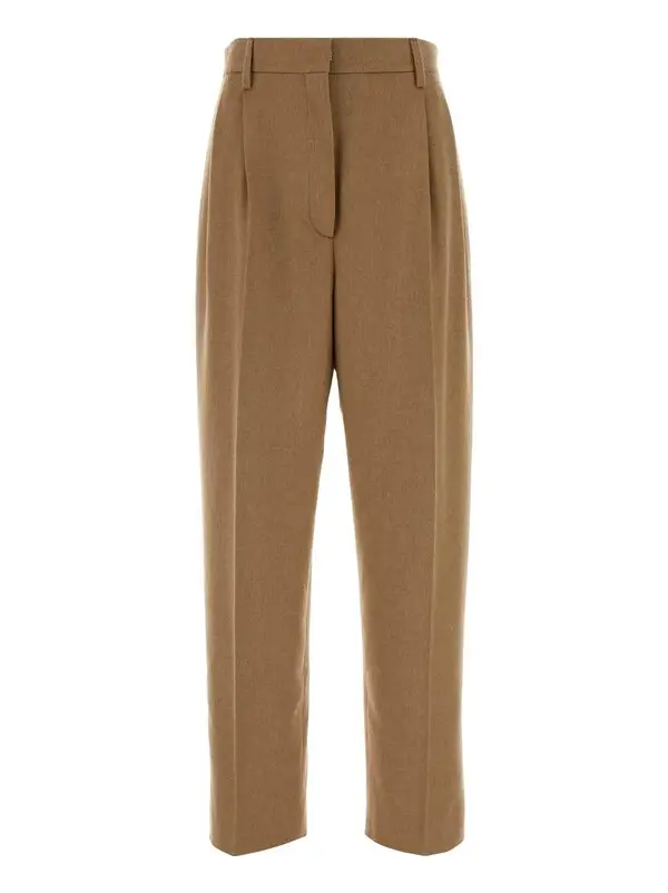 Prada Recycled Nylon Tailored Trousers With Hair Lining - Camel
