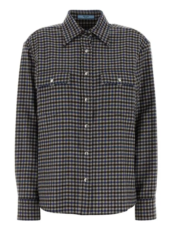 Prada Embroidered Wool Shirt For - Checked
