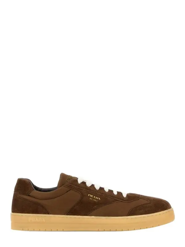 Prada Suede And Re-nylon Lace-up Sneakers - Brown