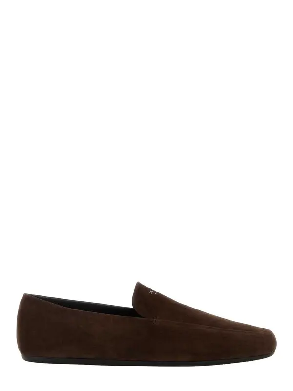 Prada Suede Loafers With Leather Lining And Rubber Sole - Brown
