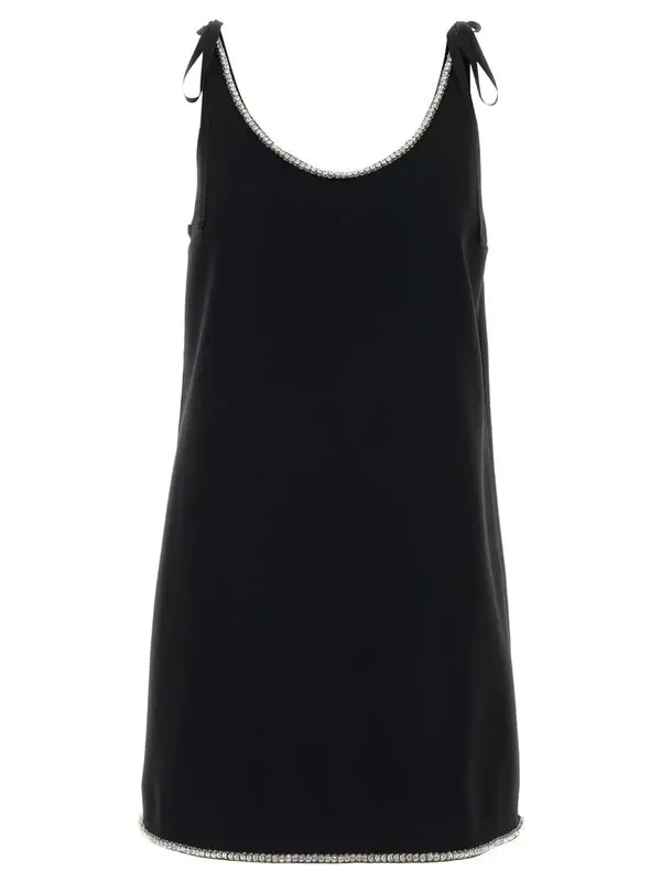 Prada Sable Mini Dress With Silk-blend Lining - Black
