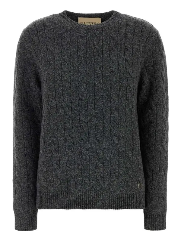 Valentino Garavani Dark Wool Crewneck Sweater - Grey