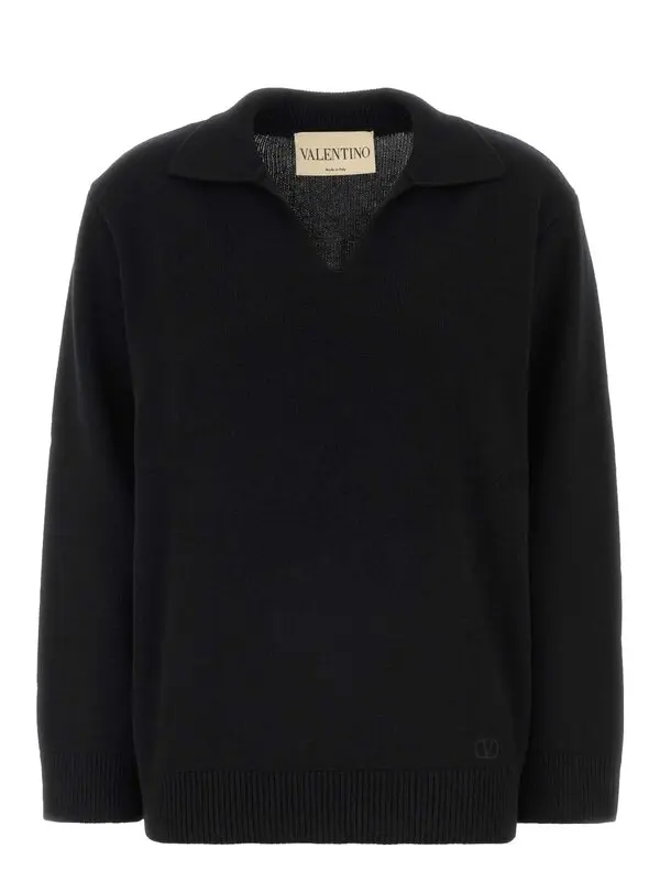 Valentino Garavani 100% Cashmere Polo Shirt - Black