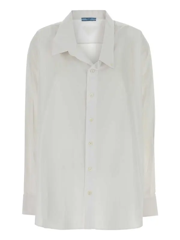 Prada Oversized Cotton Poplin Shirt - White