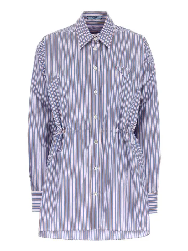Prada Embroidered Poplin Shirt - Stripped