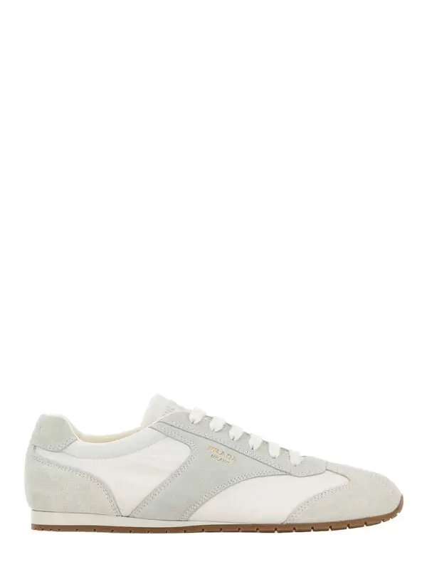 Prada Two-tone Suede And Fabric Lace-up Sneakers - Multicoloured
