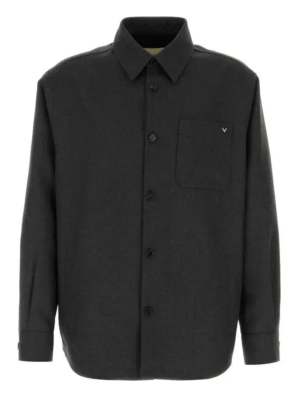 Valentino Garavani Gabardine Overshirt With Viscose Lining - Grey