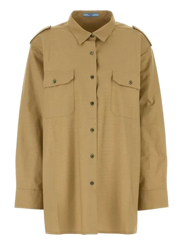 Prada Oversized Cotton Shirt - Camel