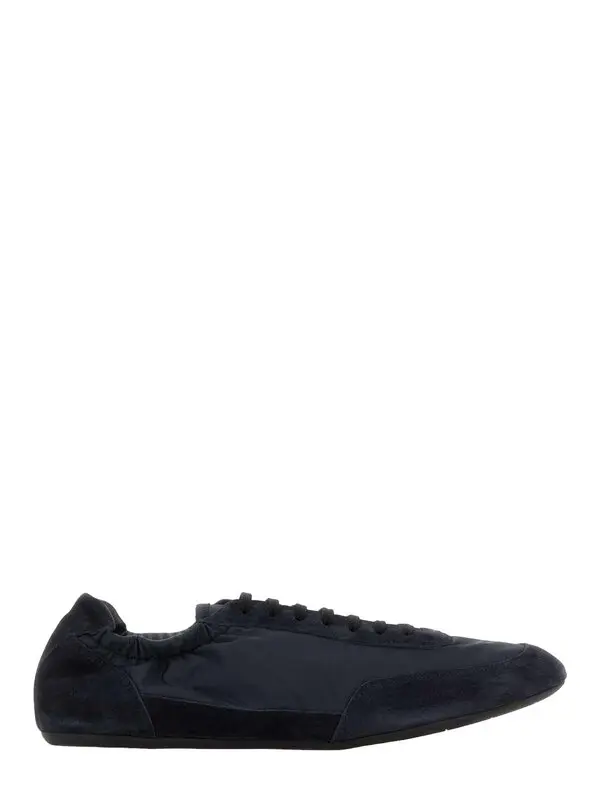 Prada Recycled Polyamide And Calf Leather Lace-up Sneakers - Blue