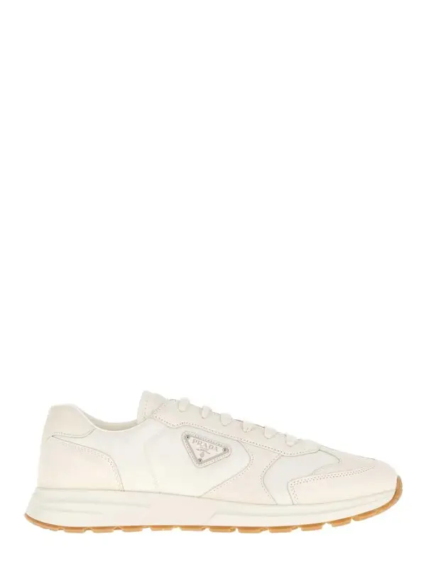 Prada Re-nylon And Suede Lace-up Sneakers - White