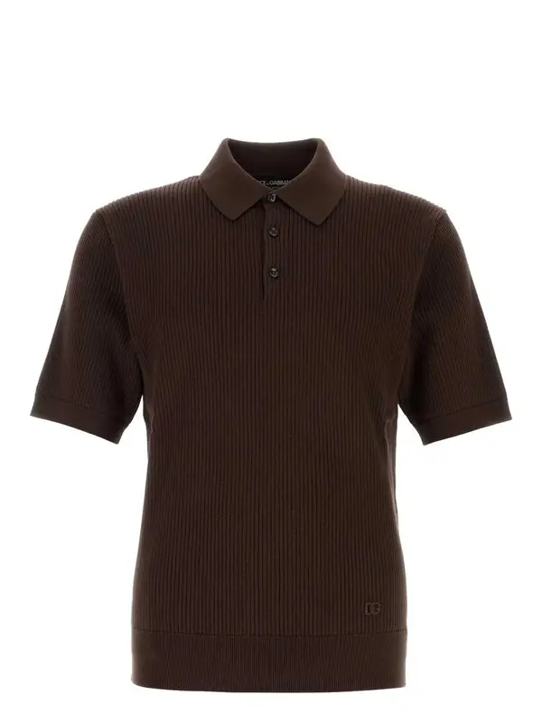 Dolce & Gabbana Dark Cotton Polo Shirt For - Brown