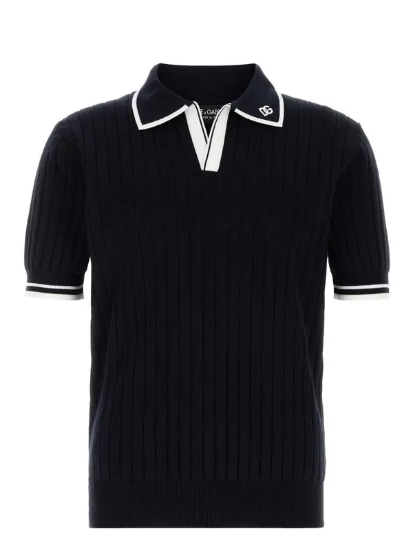 Dolce & Gabbana Cotton Knit Polo Shirt - Blue