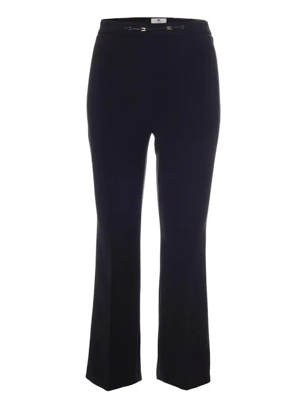 Elisabetta Franchi High-waist Flared Trousers With Belt Detail - Nero