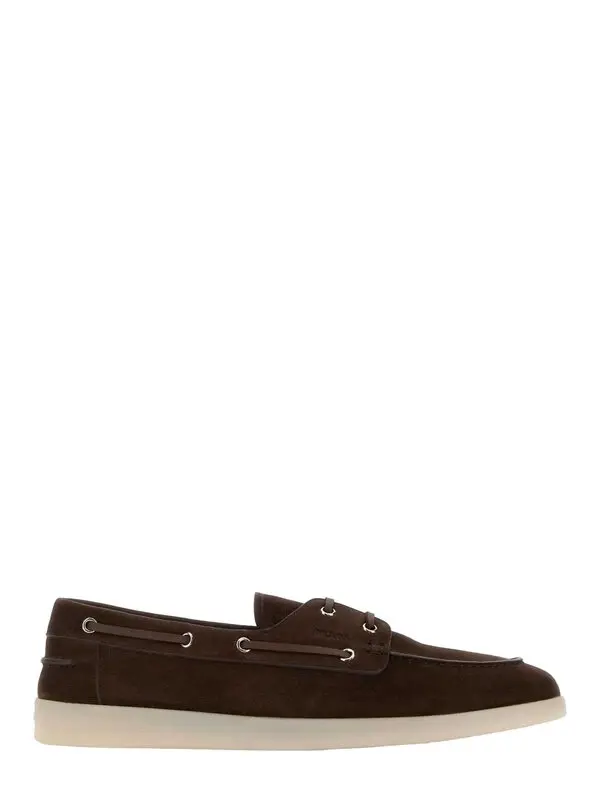 Prada Suede Calf Leather Loafers - Brown