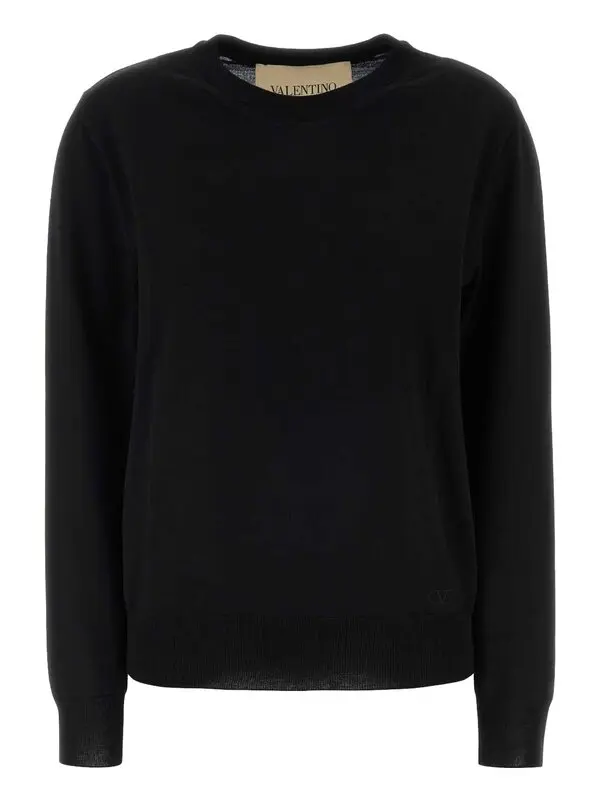 Valentino Garavani Virgin Wool Crew Neck Sweater - Black