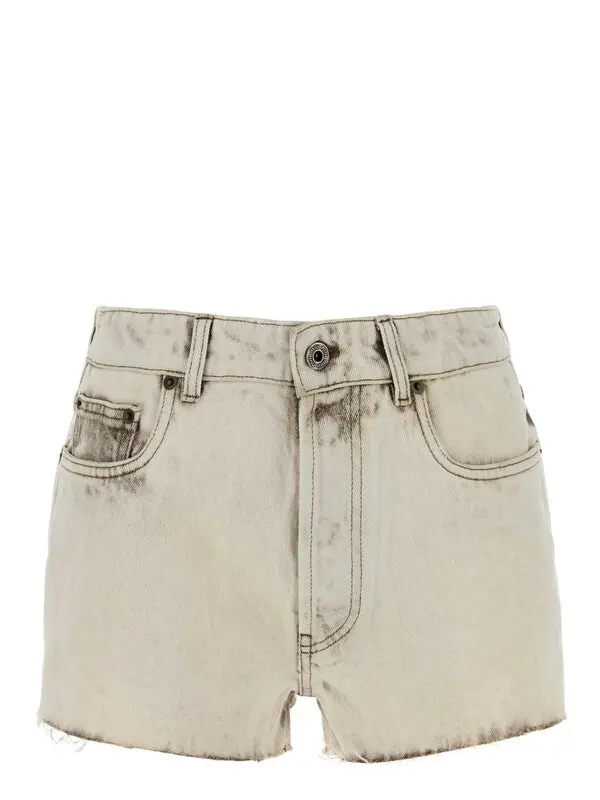 Miu Miu Acid Wash Denim Shorts - White