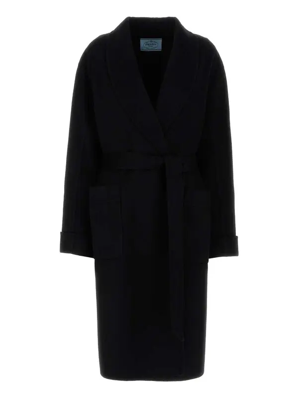 Prada Wool And Cashmere Blend Belted Jacket - Black