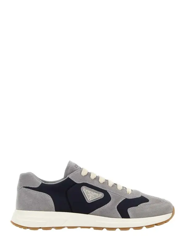 Prada Suede And Re-nylon Paneled Lace-up Sneakers - Multicoloured
