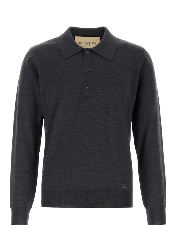 Valentino Garavani 100% Virgin Wool Polo Shirt - Grey