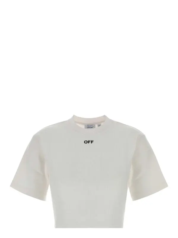 Off-White Stretch Cotton Crewneck T-shirt - White