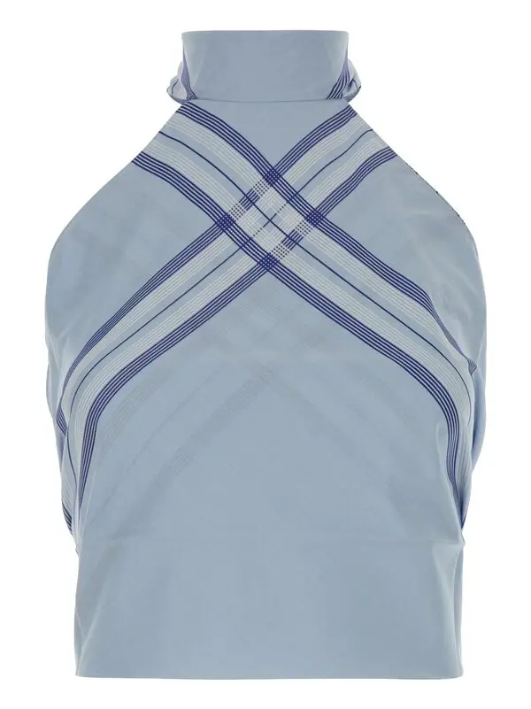 Prada Striped High Neck Mini Top - Cielo