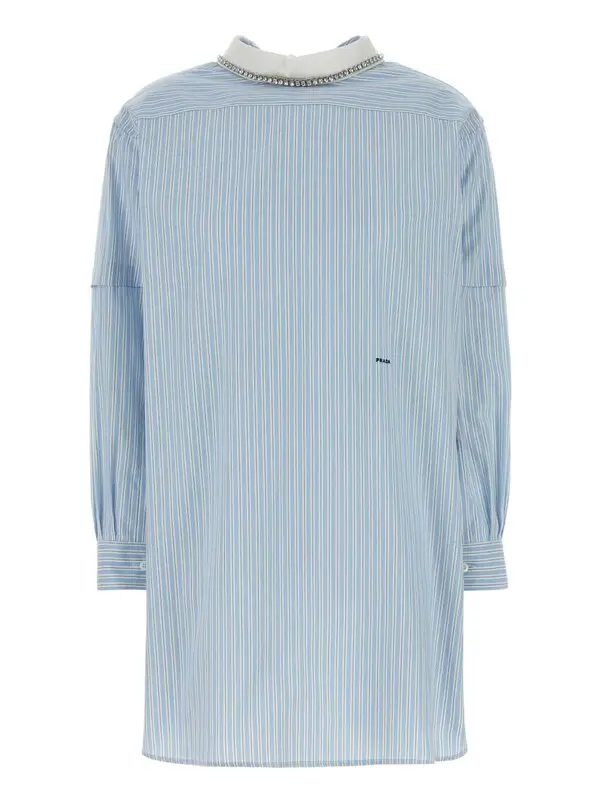 Prada Striped Poplin Embroidered Blouse - Stripped