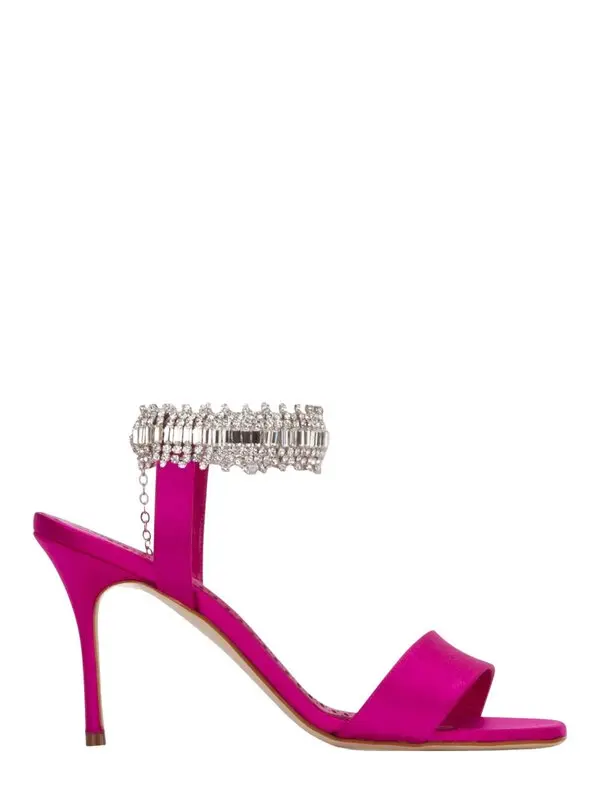 Manolo Blahnik High Heel Sandals With Embellished Ankle Strap - Bpur