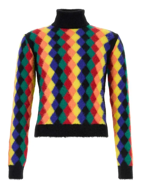 Loewe Patterned Nylon Knit Turtleneck Sweater - Multicoloured