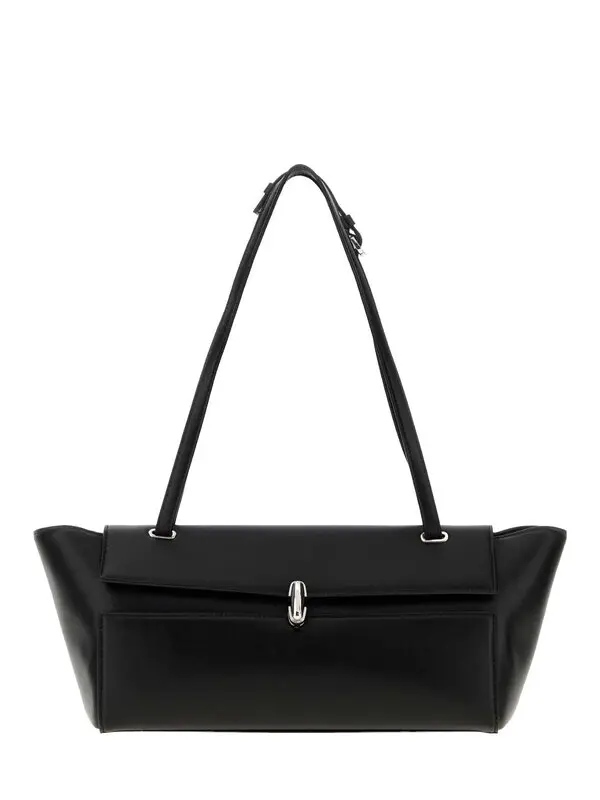Savette Trapeze Silhouette Calf Leather Handbag - Black