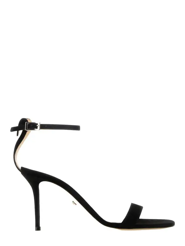 Mach & Mach Suede Heeled Sandals With Ankle Strap - Black