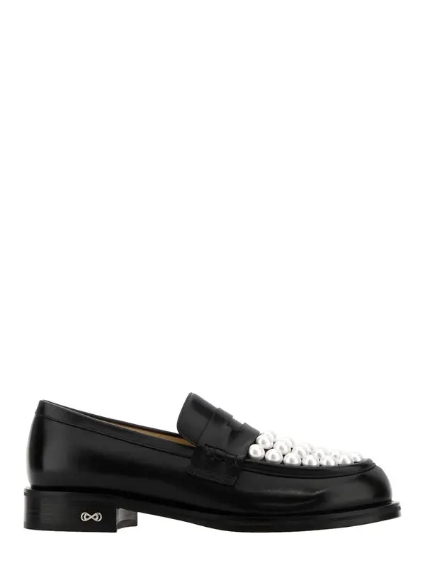 Mach & Mach Leather Sirene Loafers With Embellished Detailing - Black