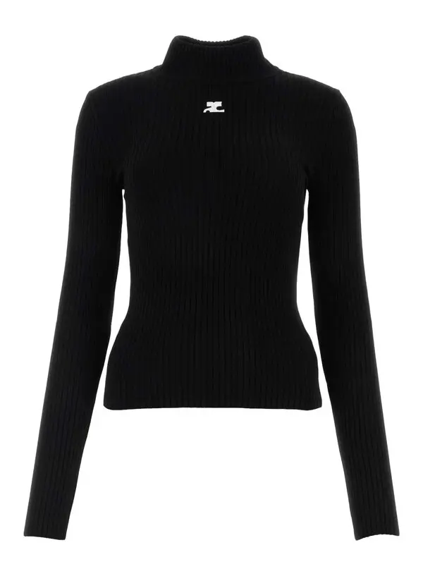 COURREGES Ribbed Turtleneck Sweater - Black