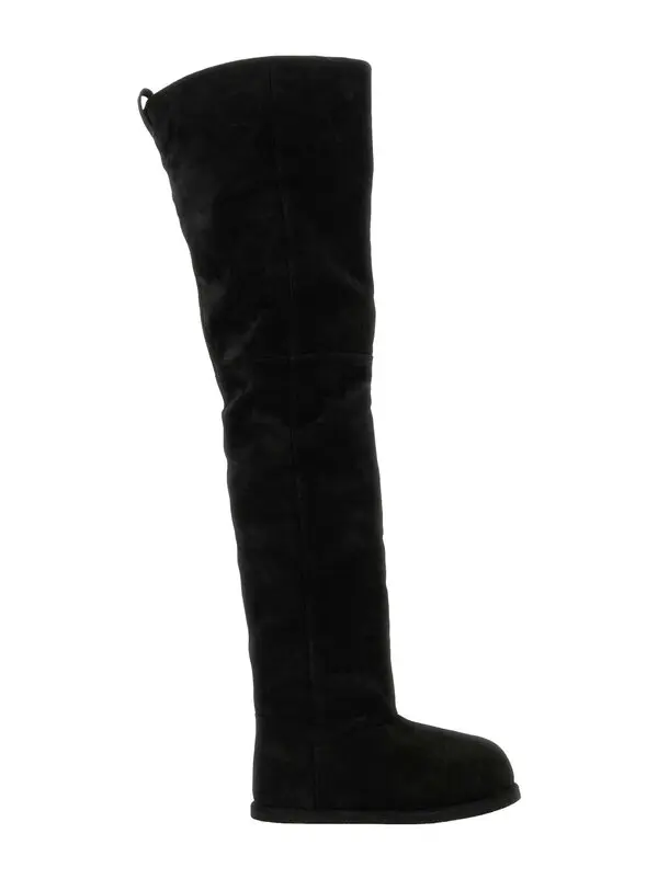 Amina Muaddi Heidi Over-the-knee Suede Boots With Shearling Lining - Black