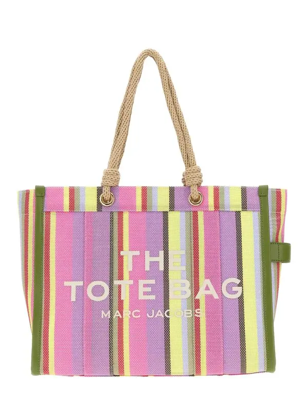 Marc Jacobs Embroidered Canvas Large Tote Bag - Stripped