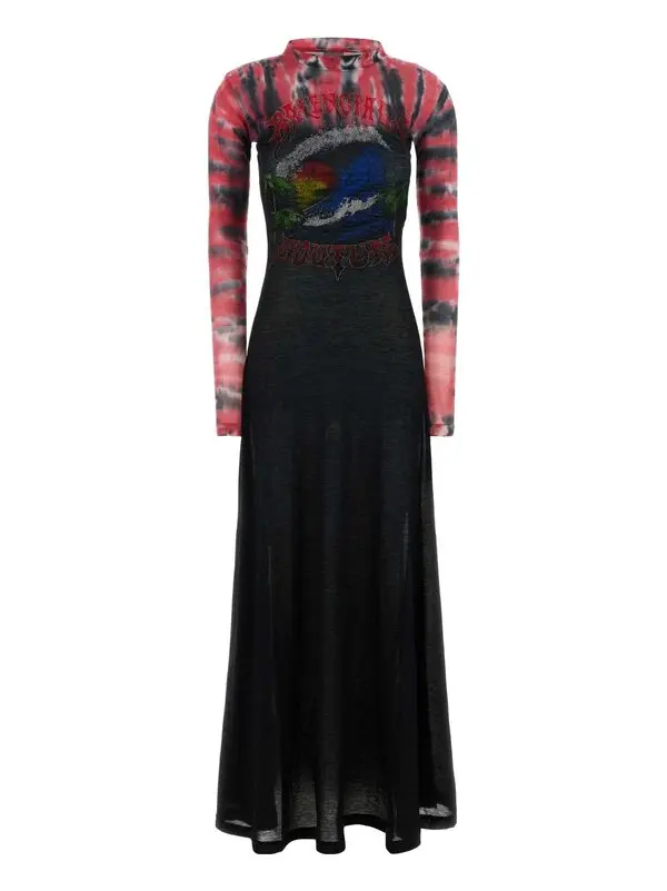 Balenciaga Long Sleeve T-shirt Dress - Printed