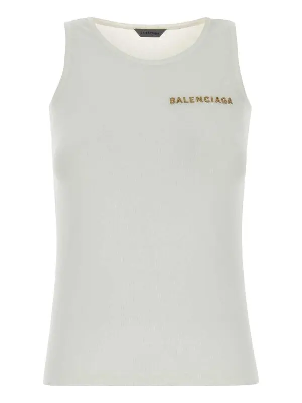 Balenciaga Cotton Blend Tank Top - White