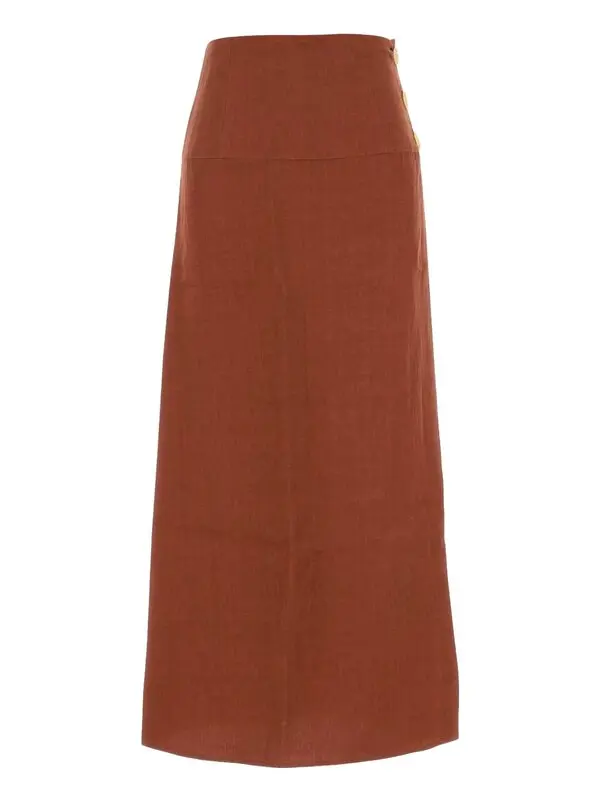 Le Kasha Linen Haifal Skirt - Red