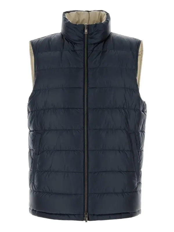 Herno Sleeveless Nylon Down Vest With Stand Collar - Blue