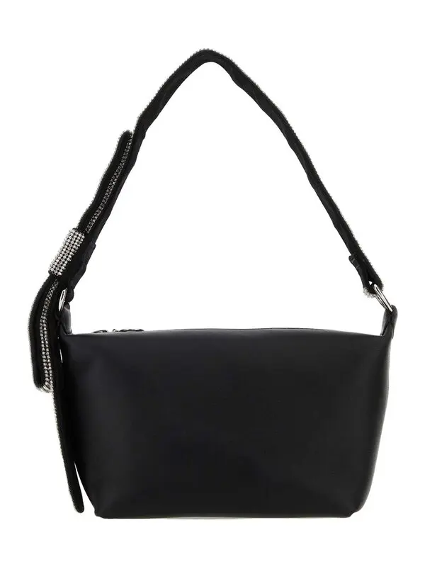Kara Nappa Leather Shoulder Handbag With Silver Hardware, 18.5cm X 15cm X 12cm - Black