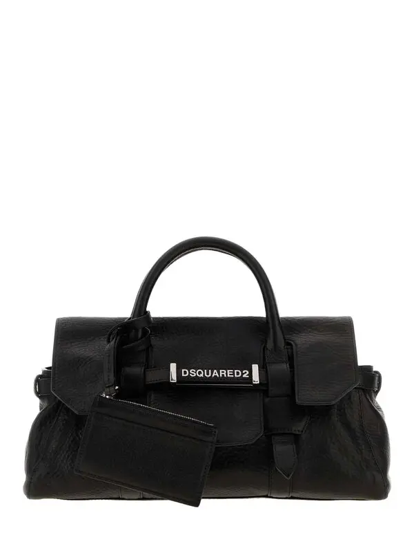 Dsquared2 Mini Leather Handbag With Silver-tone Hardware - Black